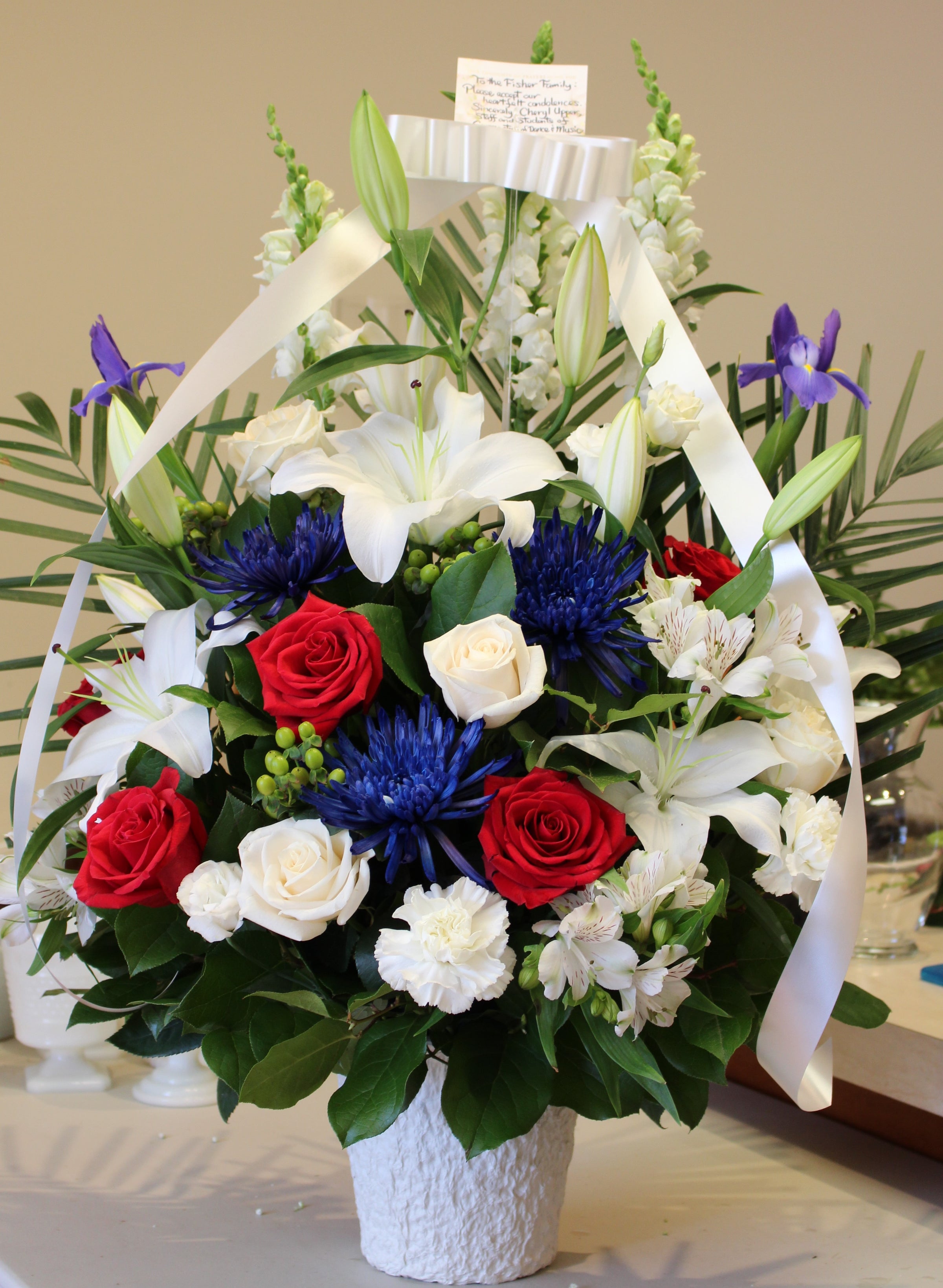 Container Tribute Arrangement For Funeral/Sympathy